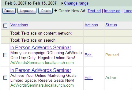 Google AdWords New Feature: Pause Individual Keywords or Ads - Brad ...